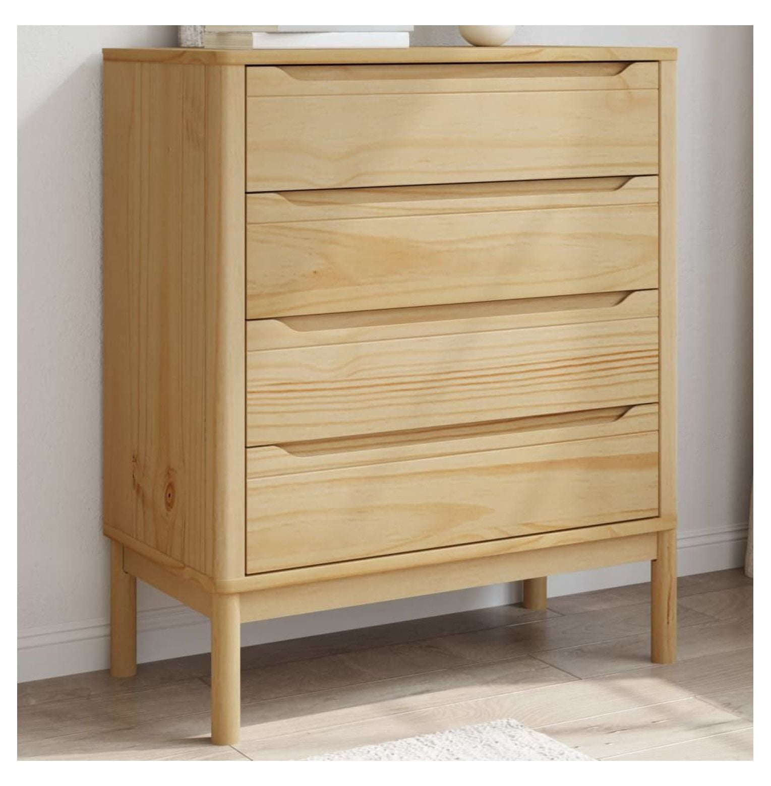 Chest of Drawers FLORO Wax Brown Solid Wood Pine - Walmart.com