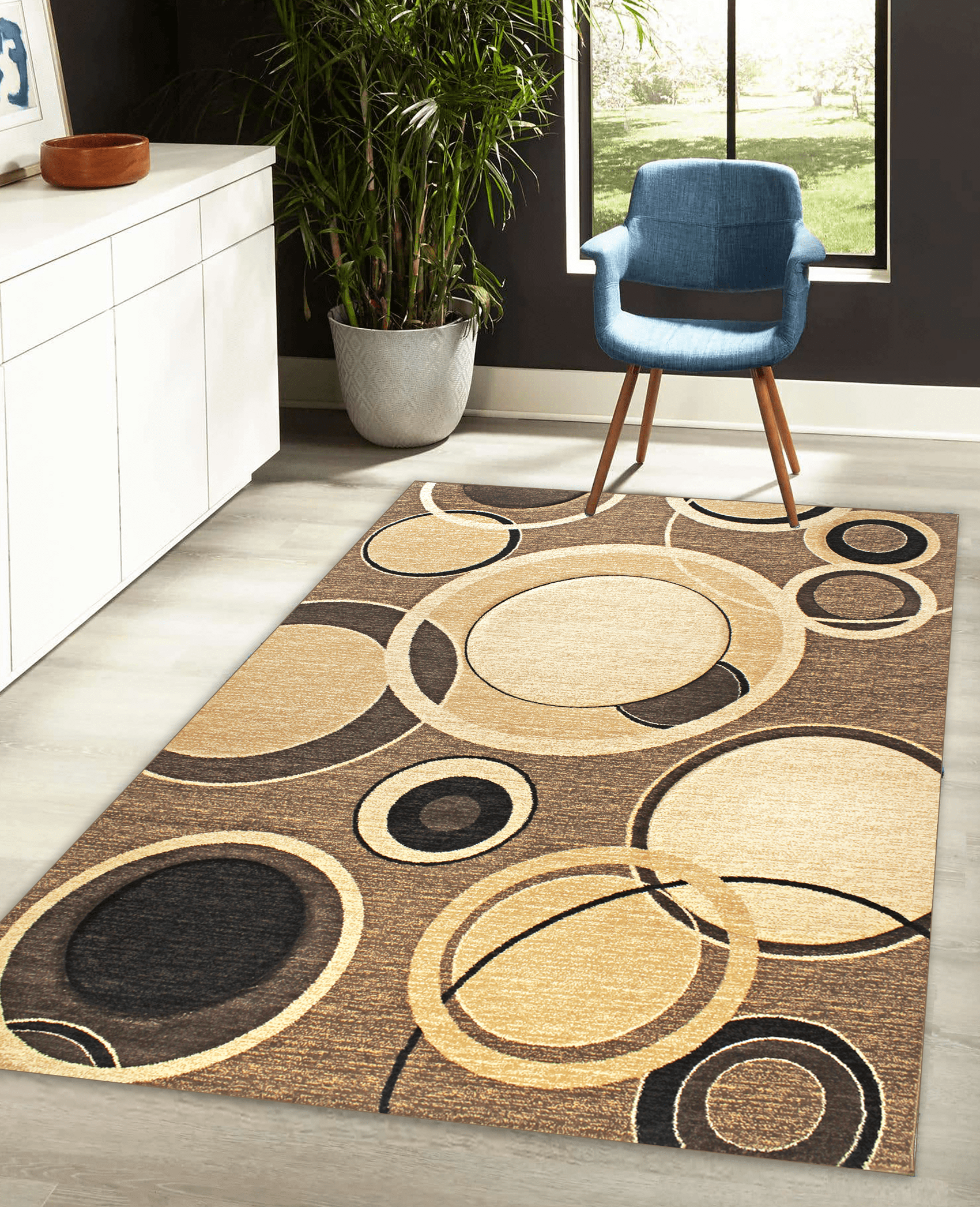 Chester Abstract Brown & Beige Area Rug 5'3" x 7'3" (5' x 7') - Walmart.com