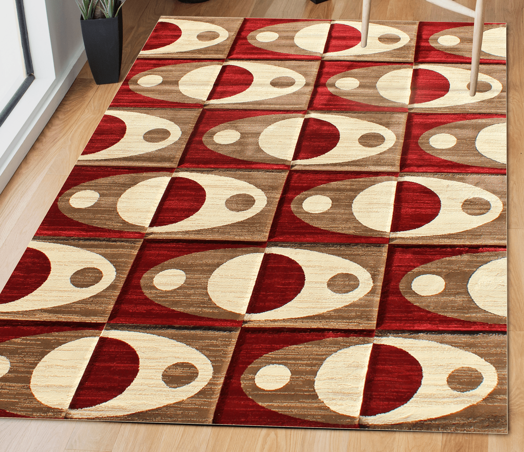 Chester Abstract Red/Brown Area Rug - Walmart.com