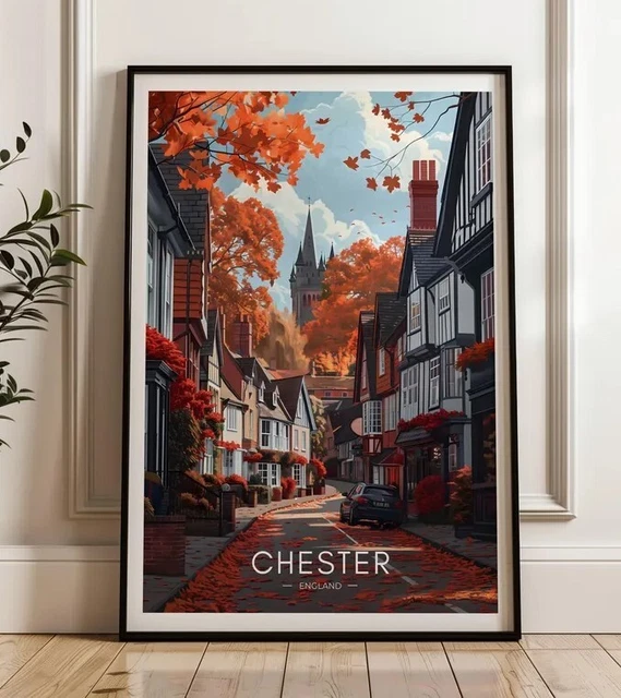 Chester Travel Poster - England Wall Art Print, Illustration Poster ...