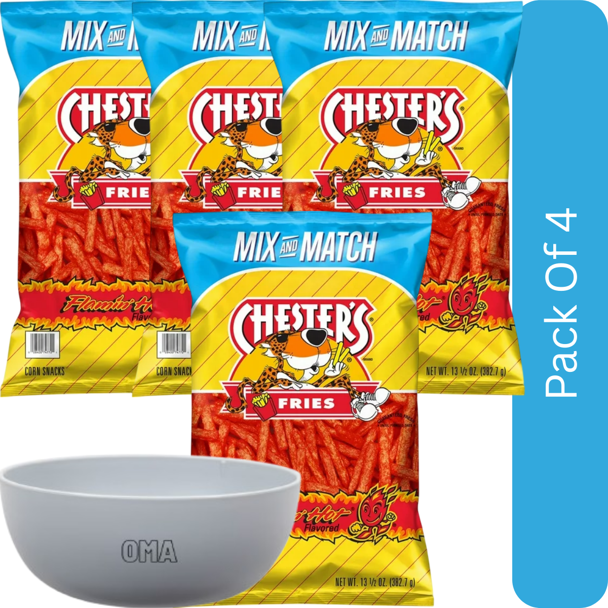 Chester’s Fries Flamin’ Hot Corn & Potato Snacks, 13.5 oz-4pk, With ...