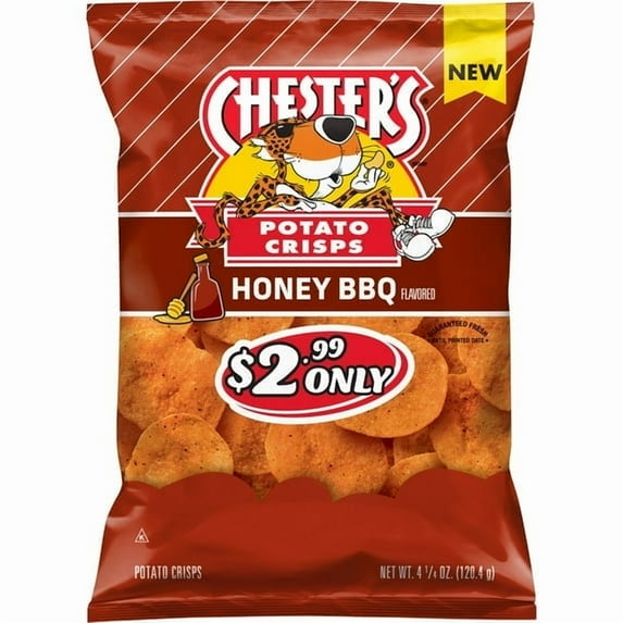Chester's Fries Potato Crisps Honey BBQ Flavored Snacks, 4.25 oz Bag ...