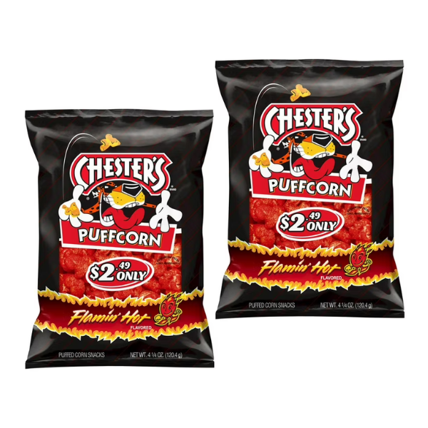 Chester's Puffcorn Flamin' Hot Flavored Puffed Corn Snacks, 4.25 oz Bag ...