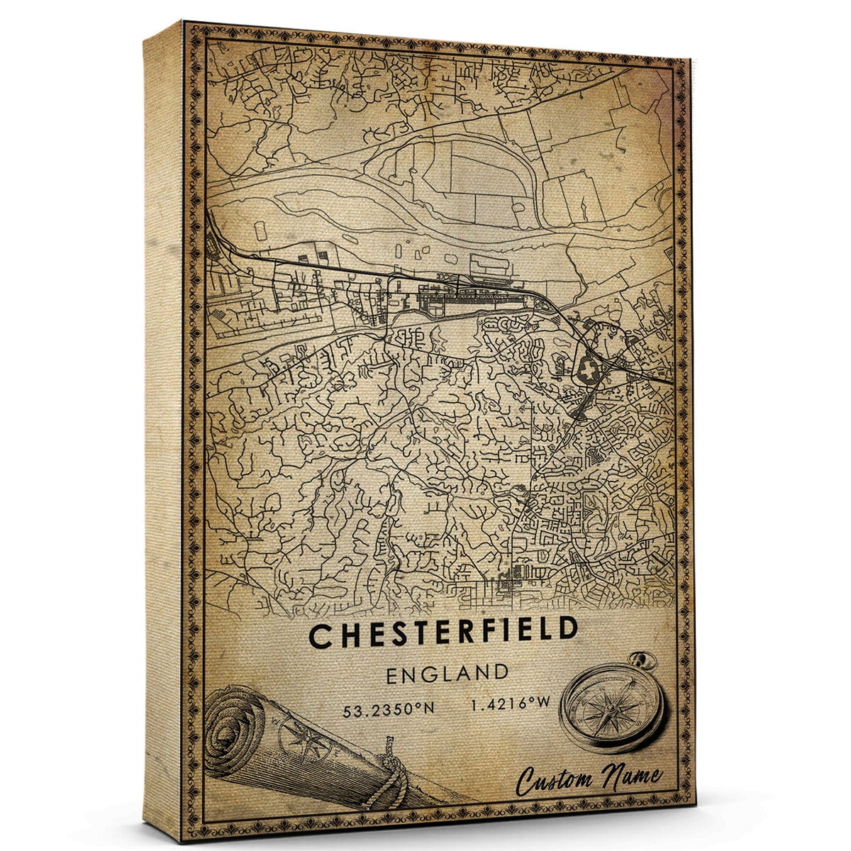 Chesterfield Map Poster, England Map Art Poster, Canvas, Chesterfield ...