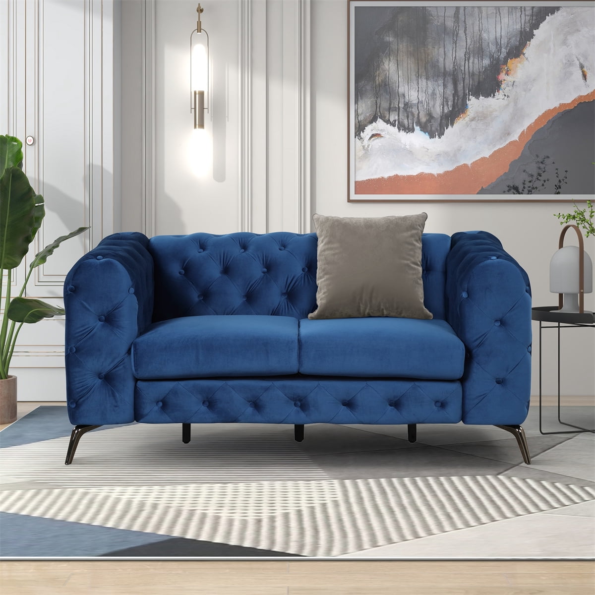 Chesterfield Sofa,Loveseat Sofa with Flared Arms and Removable Cushions ...