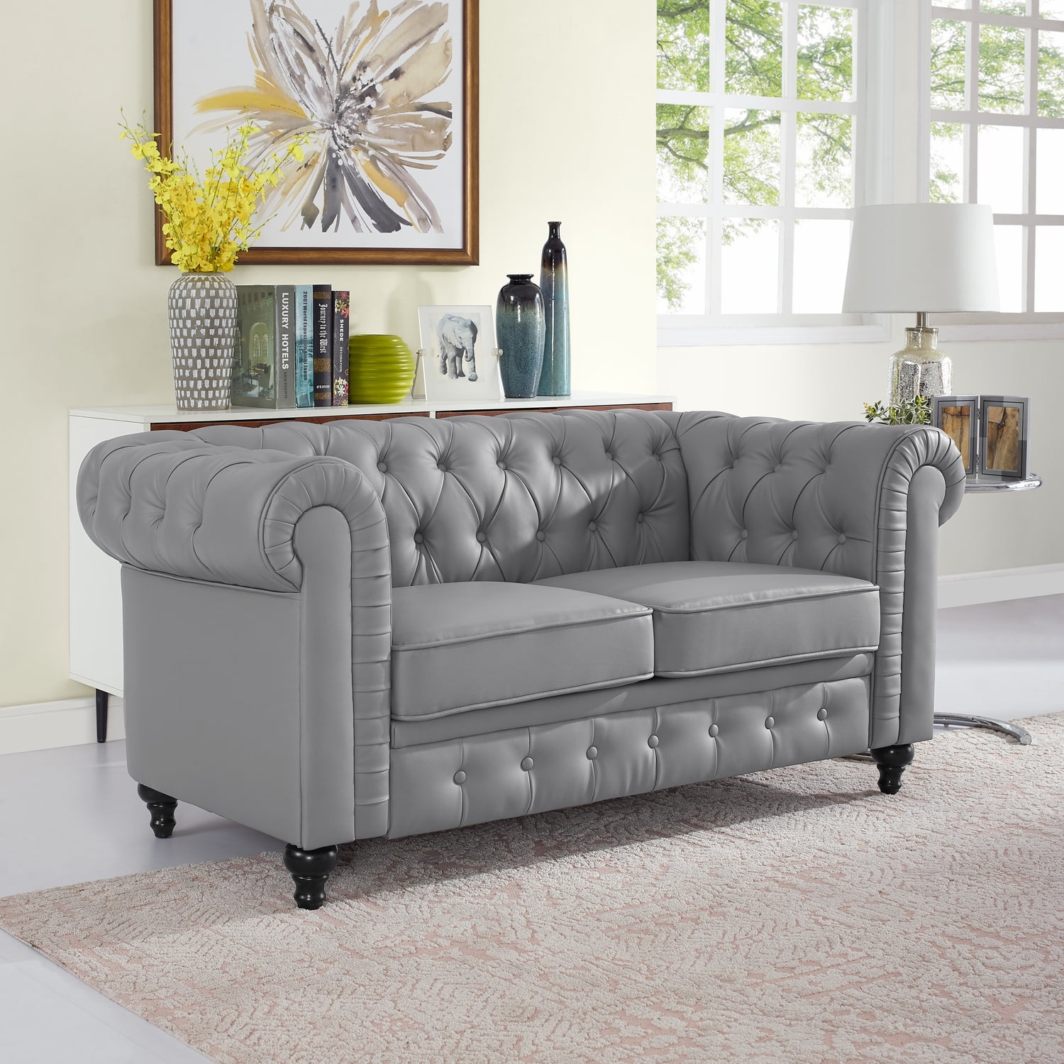 Chesterfield Sofa Set - Color: Grey, Size: Loveseat Only - Walmart.com