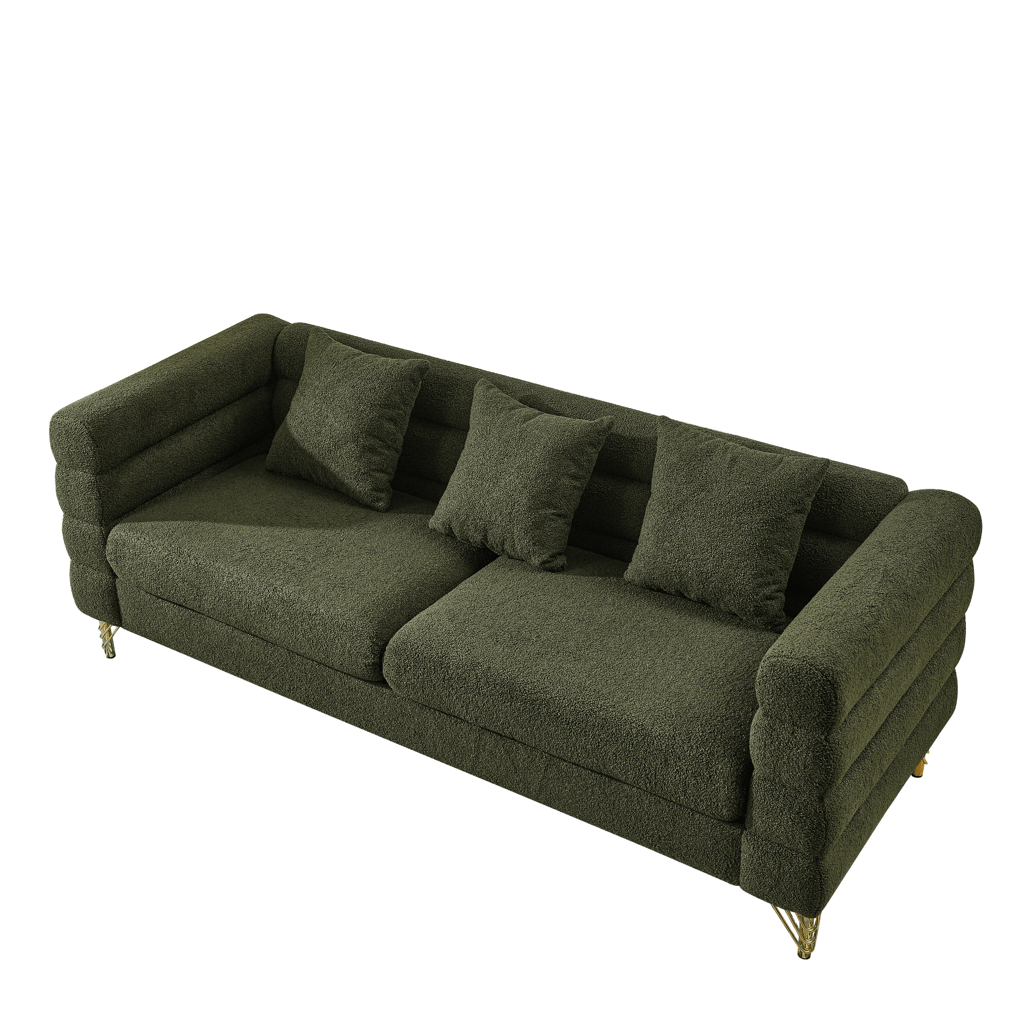 Chesterfield Teddy Fabric Upholstered Sofa, 3 Seaters Couch with ...
