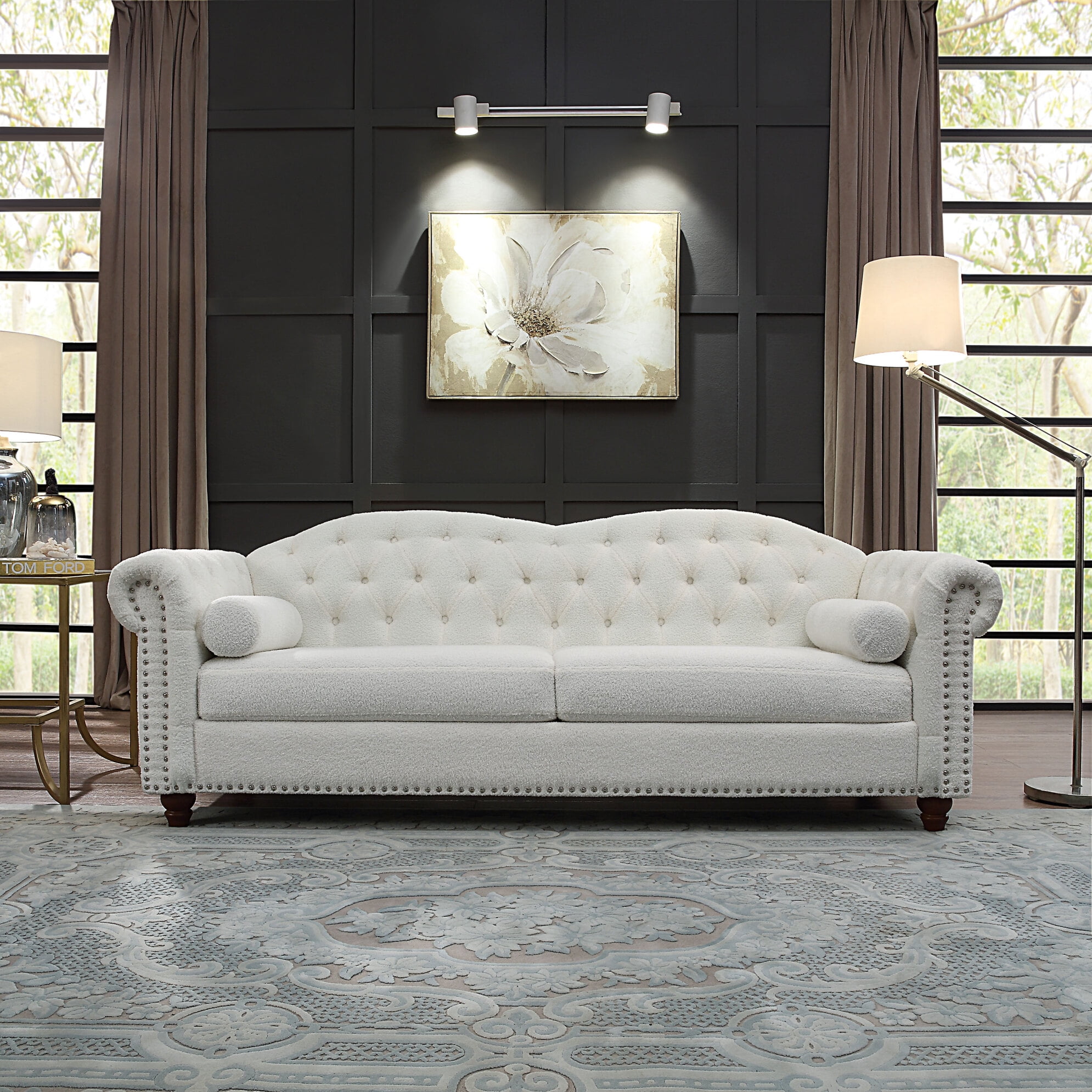 Chesterfield Tufted Fabric Sofa Couch,Classic Traditional Upholstered ...