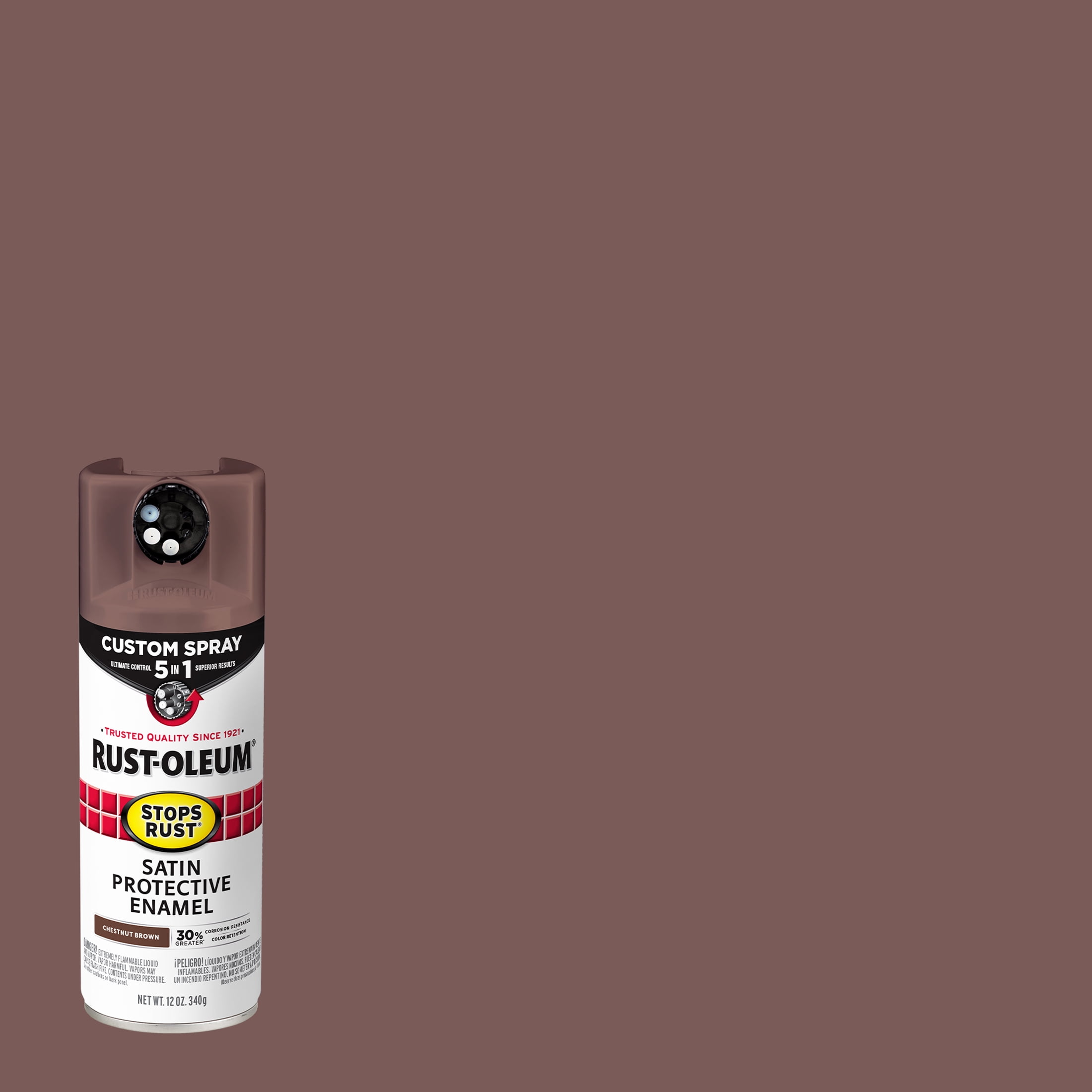 6 Pack, Chestnut Brown, Rust-Oleum Stops Rust Custom Spray 5 in 1 Satin ...