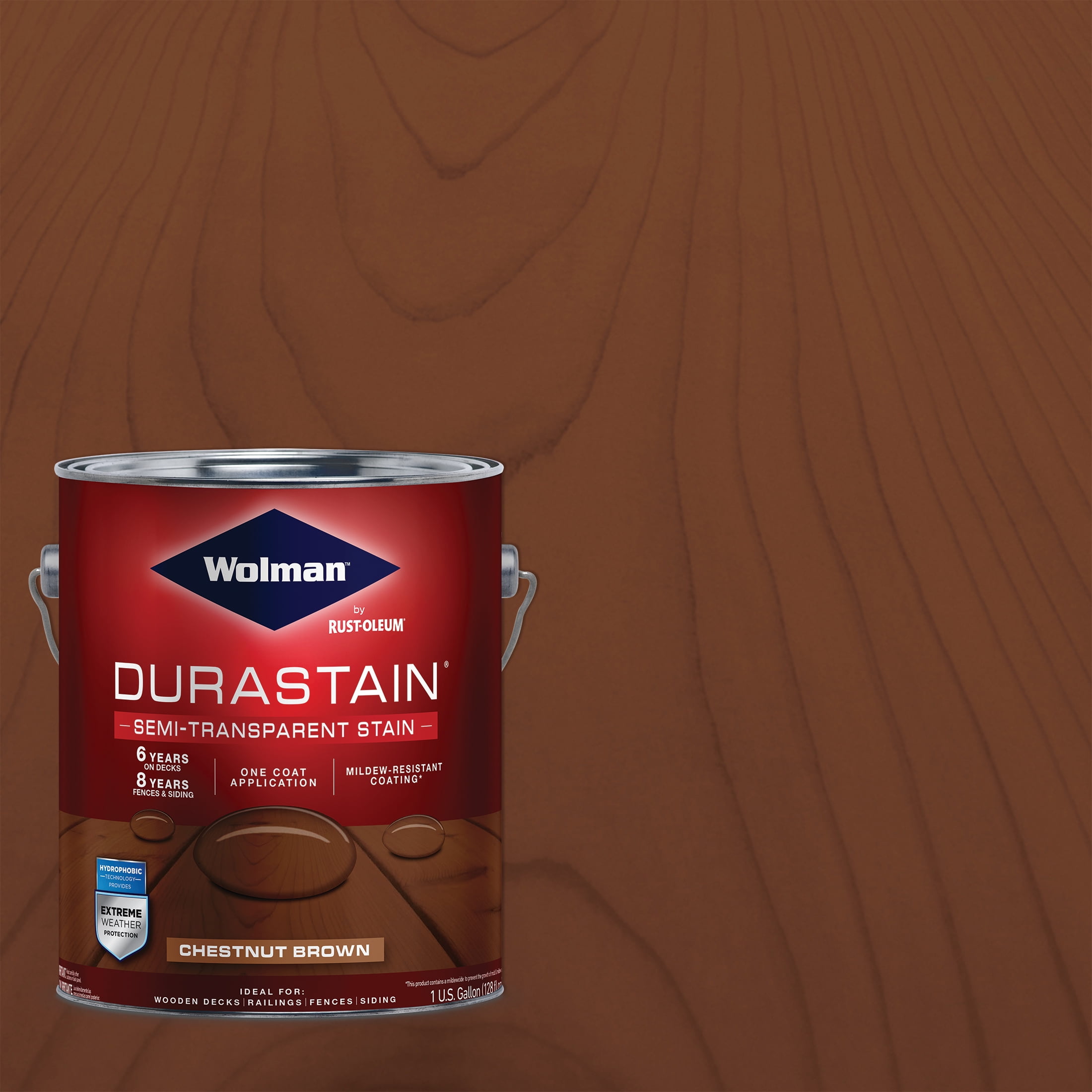 Chestnut Brown, Wolman DuraStain Satin Semi-Transparent Stain- Gallon ...
