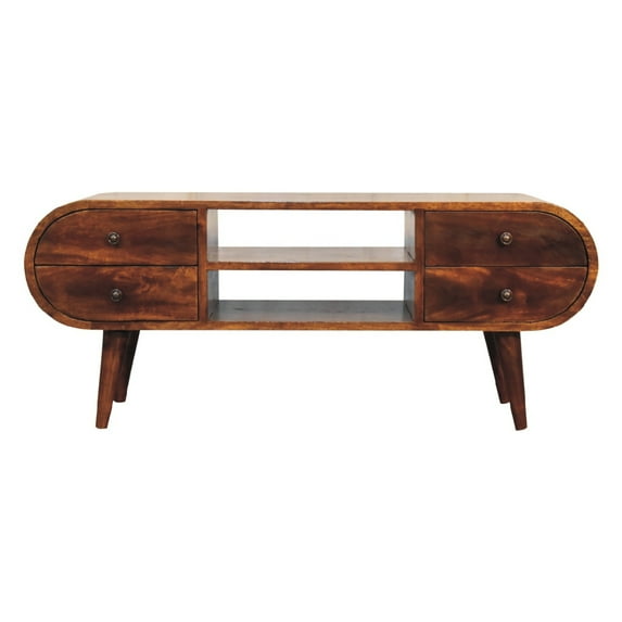 Chestnut Circular Media Unit / Functional and Stylish Design / Fit into ...