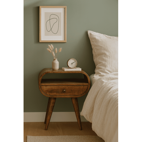 Chestnut Circular Open Bedside, 1 Drawer - Walmart.com