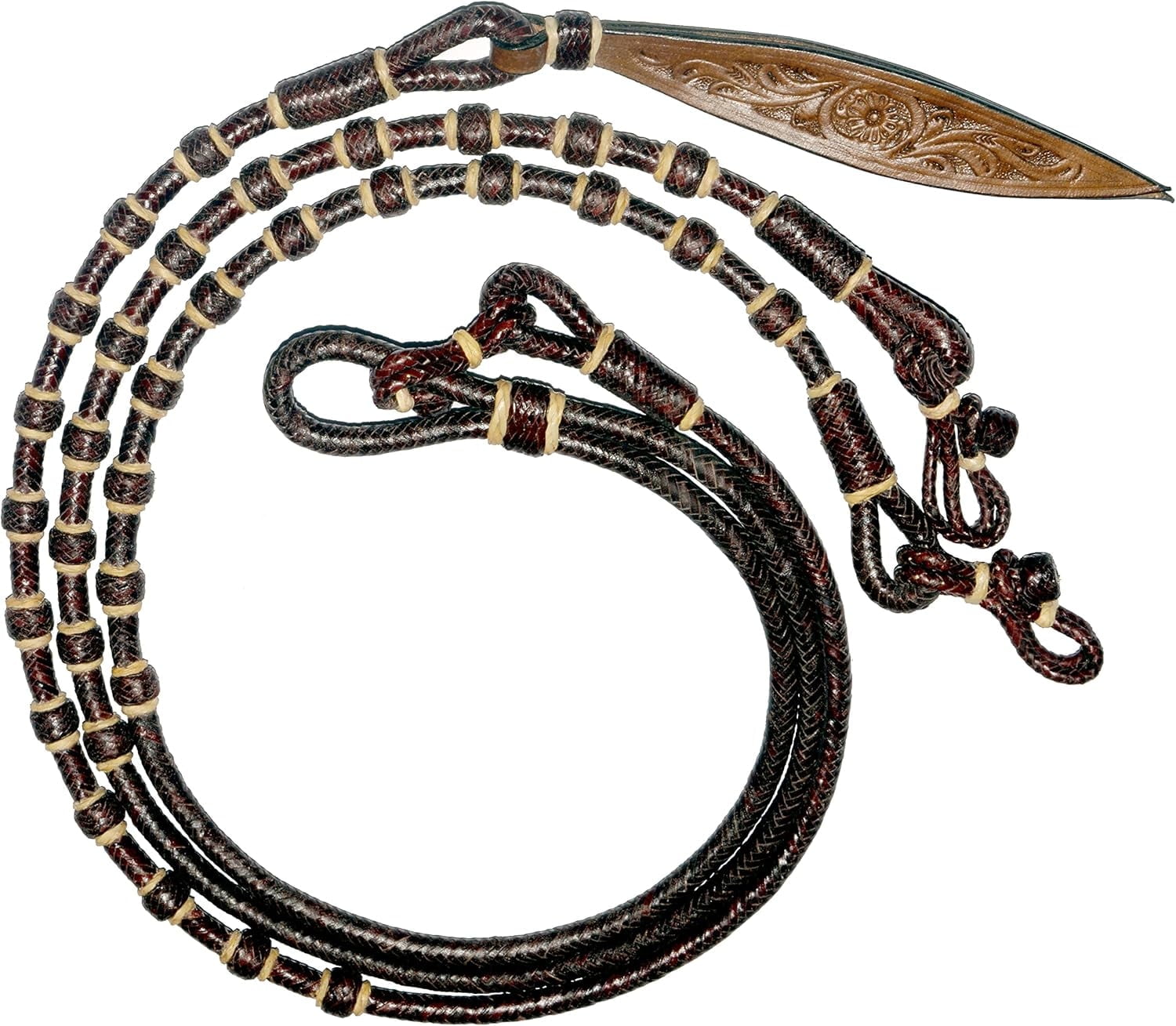 Chestnut Hand-Braided Ranch Rope Reins – Matching Knots, Rawhide ...