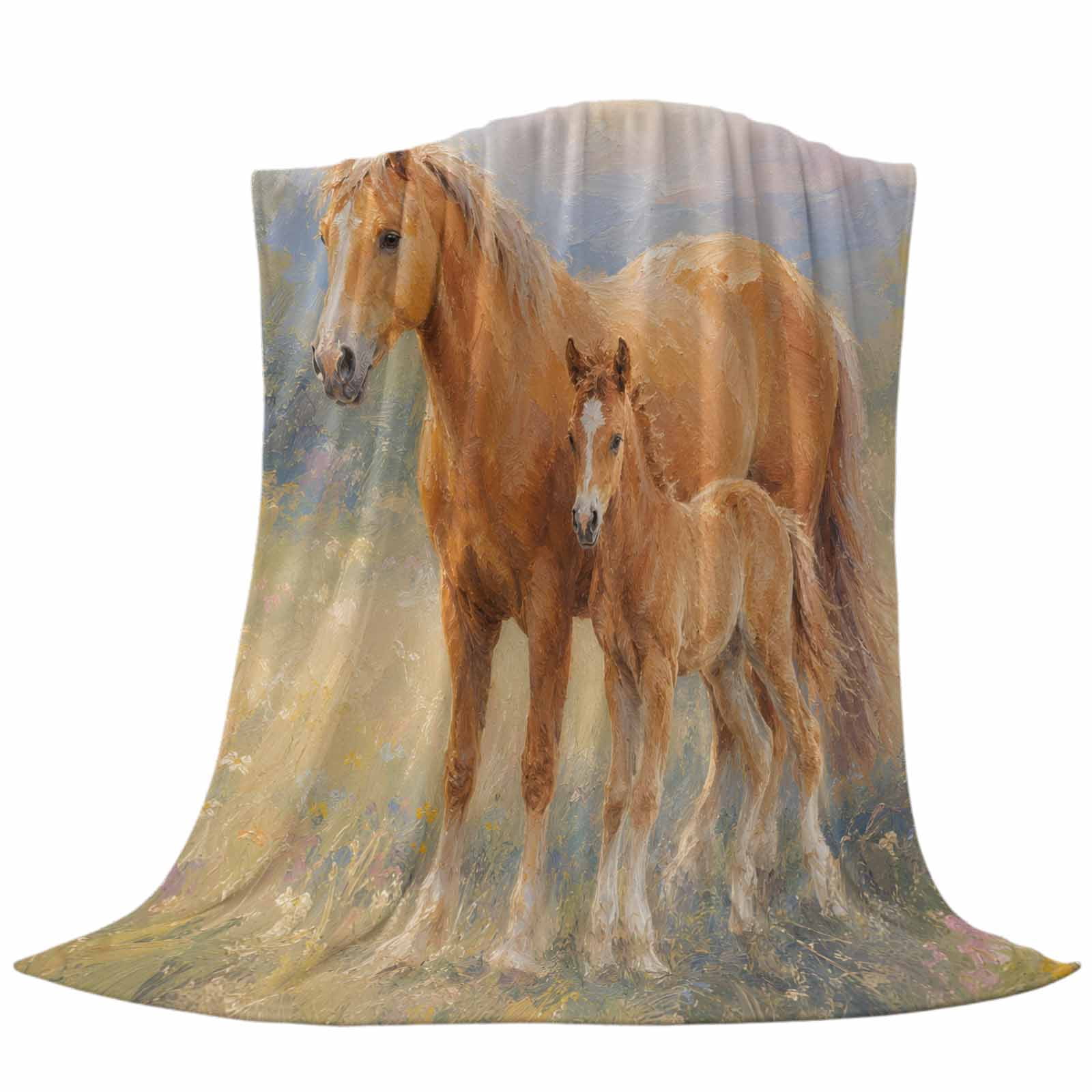 Chestnut Horse Throw Flannel Blanket Rustic Farmhouse Country Foal ...