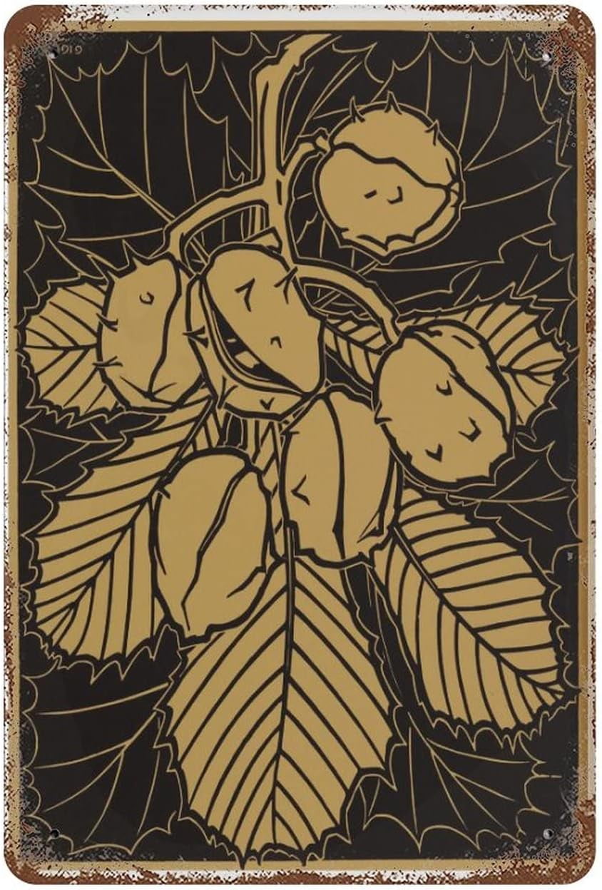Chestnut Print, Lino Print, Botanical Prints Art Funny Novelty Metal ...