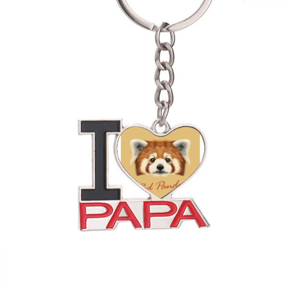 Chestnut Red Panda Animal Keychain Metal Keyring Holder Love PAPA ...
