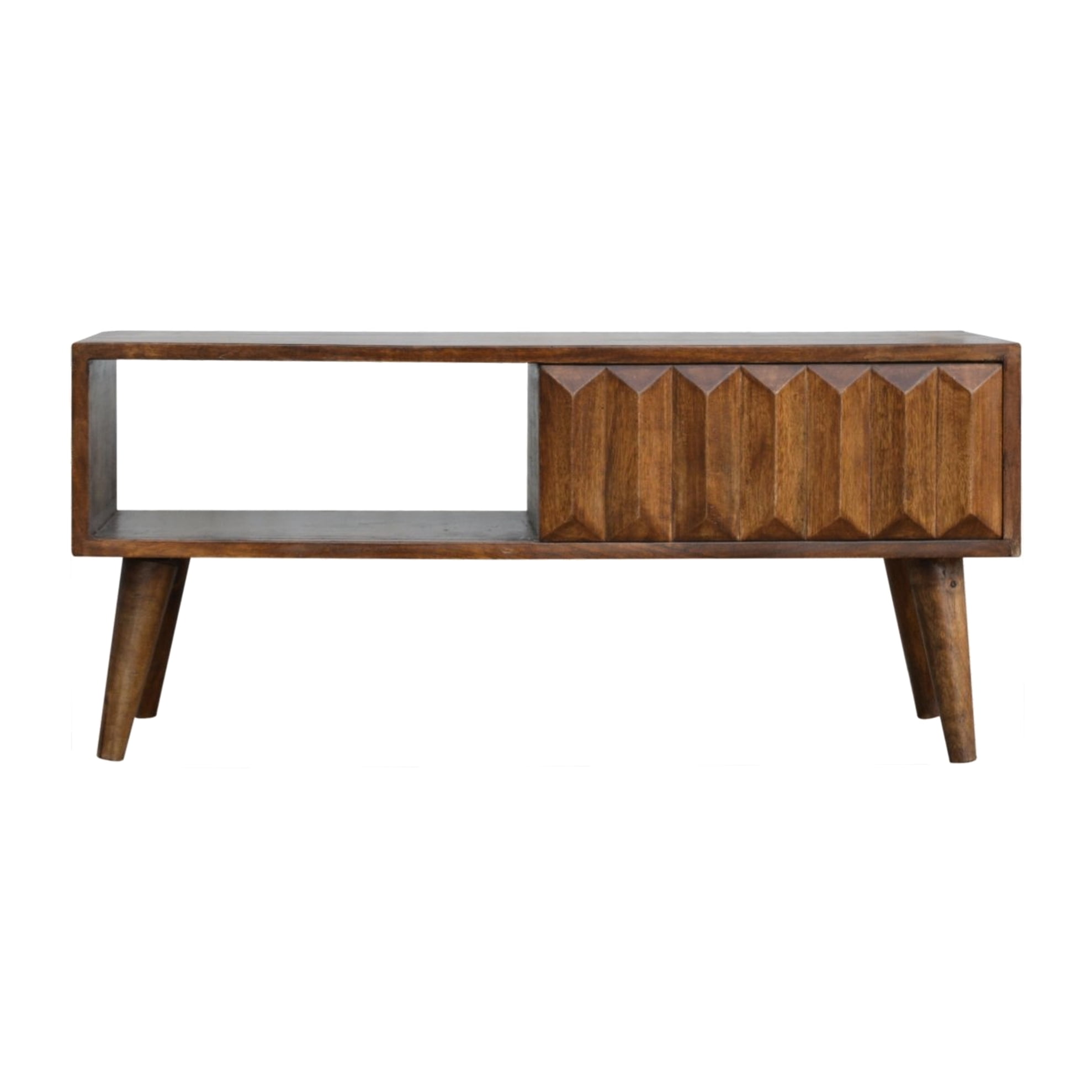 Chestnut Solid Wood Tv Stand With Masterfully Sliding Door And Nordic ...