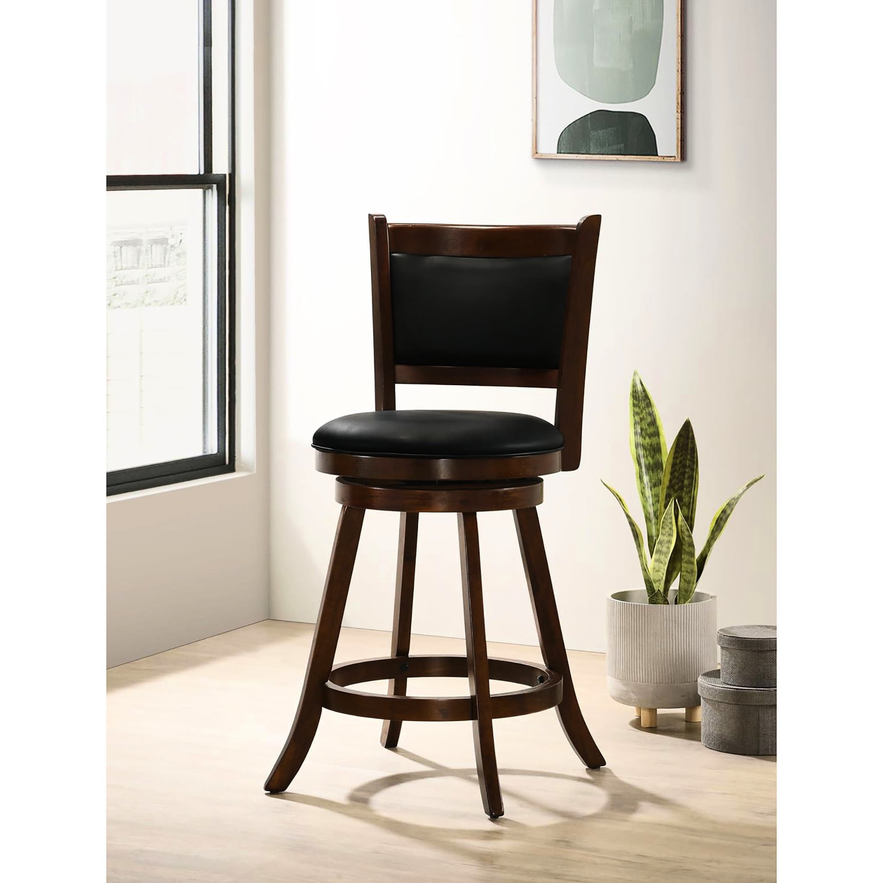 Chestnut and Black Swivel Stools | Plush Seat for Relaxation | Blends ...