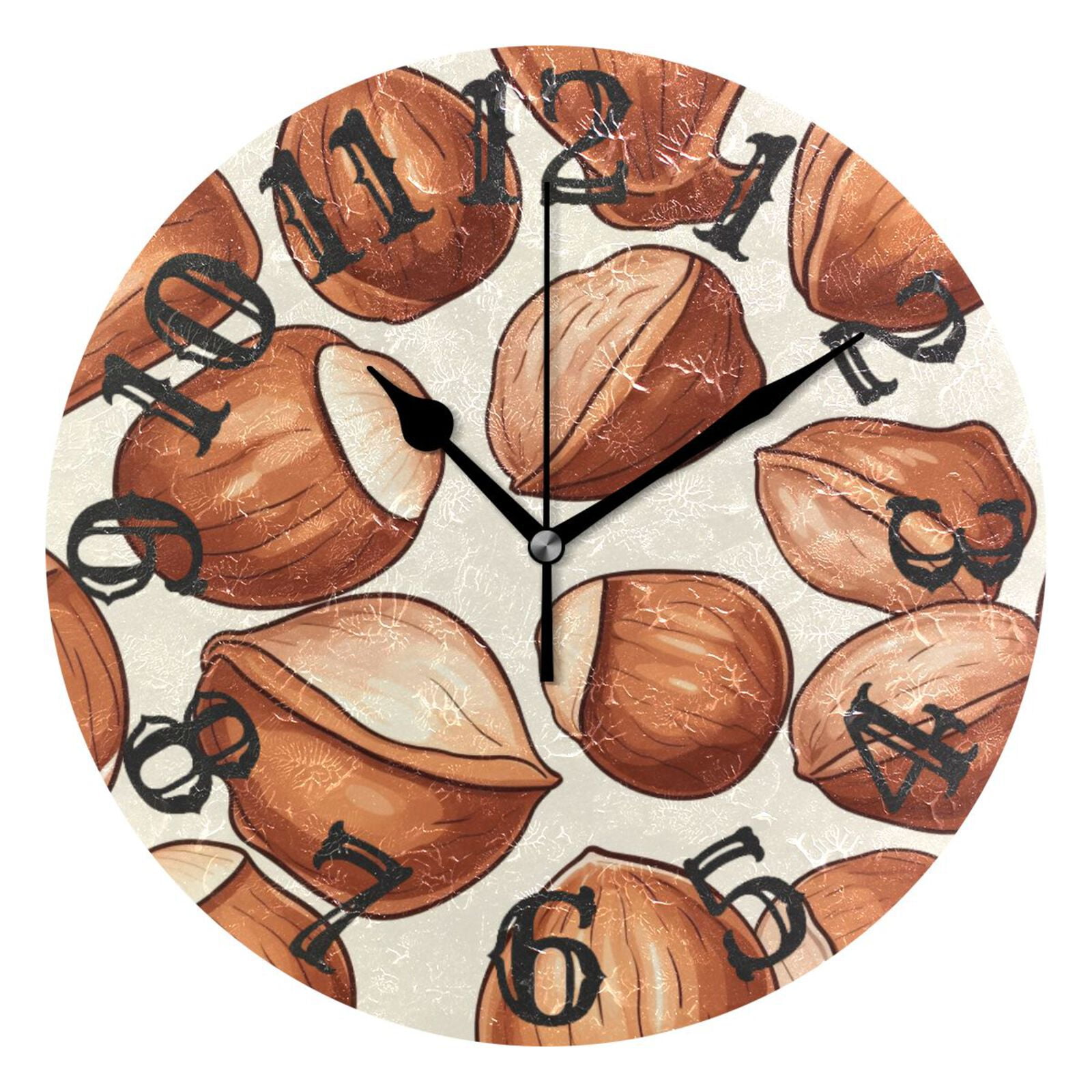 Chestnuts Nuts 10 inch Wall Clocks Non Ticking Easy to Read Battery ...