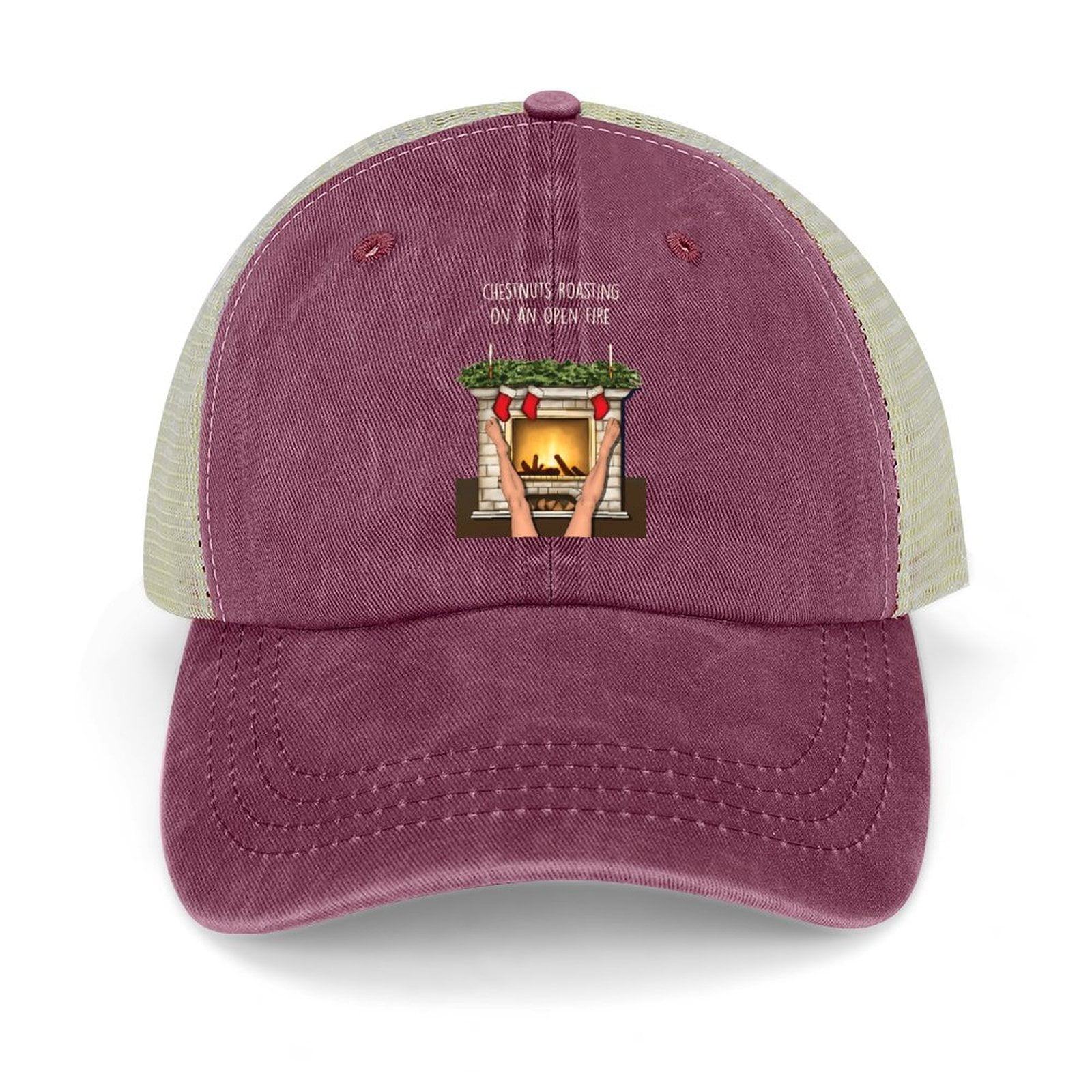 Chestnuts Roasting On An Open Fire Wine Red Hat Adjustable Funny ...
