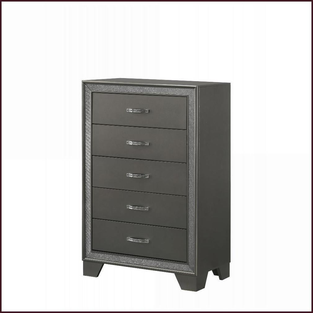 Chests: Contemporary 5-Drawer Bedside Chest with Sparkling Accent ...
