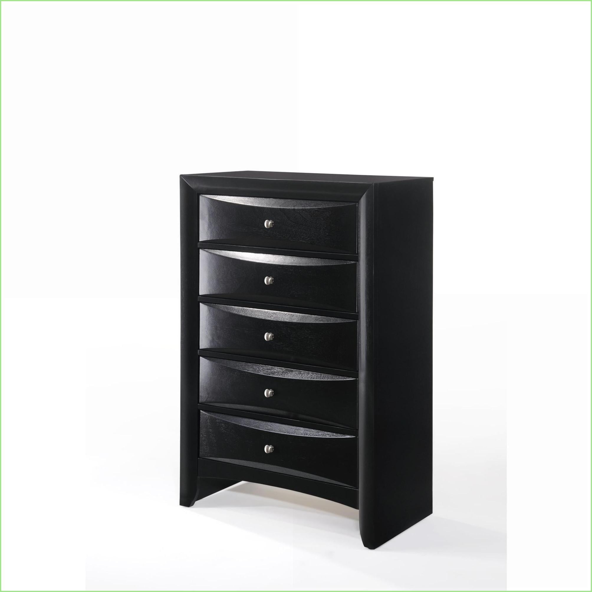 Chests | Ireland 5-Drawer Black Finish Chest with Smooth Metal Glides ...