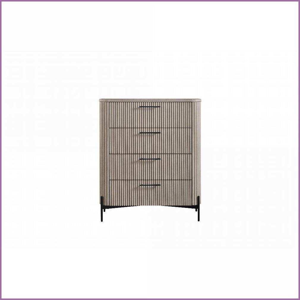 Chests & Wardrobes | 4-Drawer Chest with Reeded Fronts, Metal Base ...