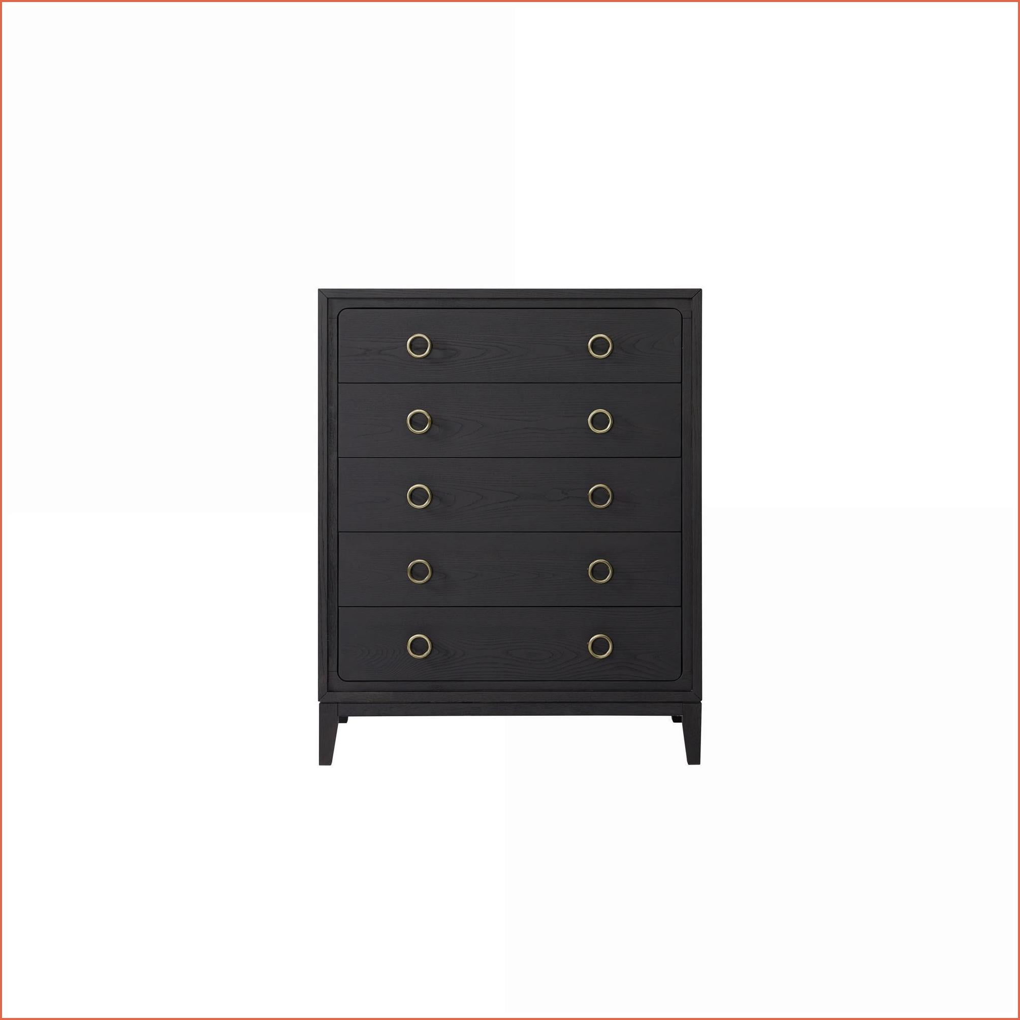 Chests & Wardrobes 5-Drawer Chest with Peppercorn Finish | Black ...