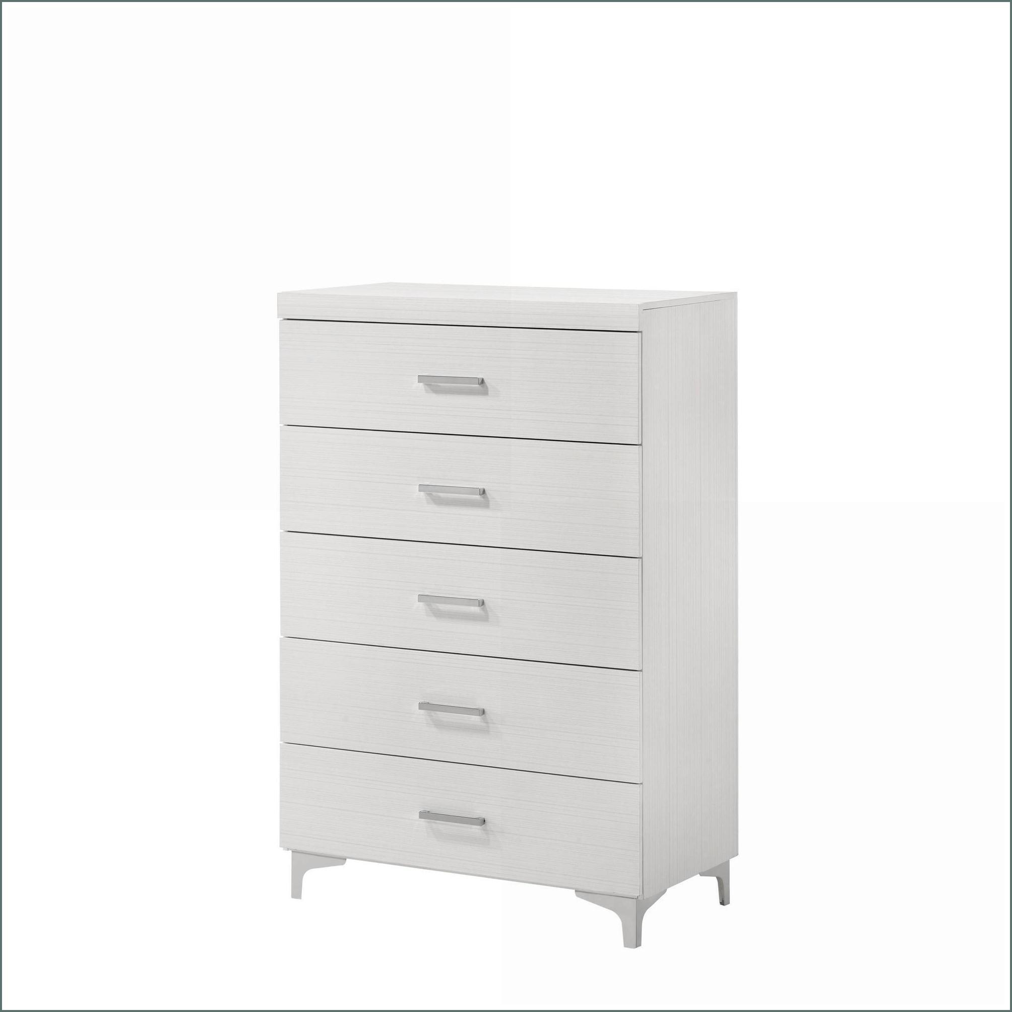 Chests & Wardrobes, Classic 5-Drawer White Chest with Metal Legs | Wood ...