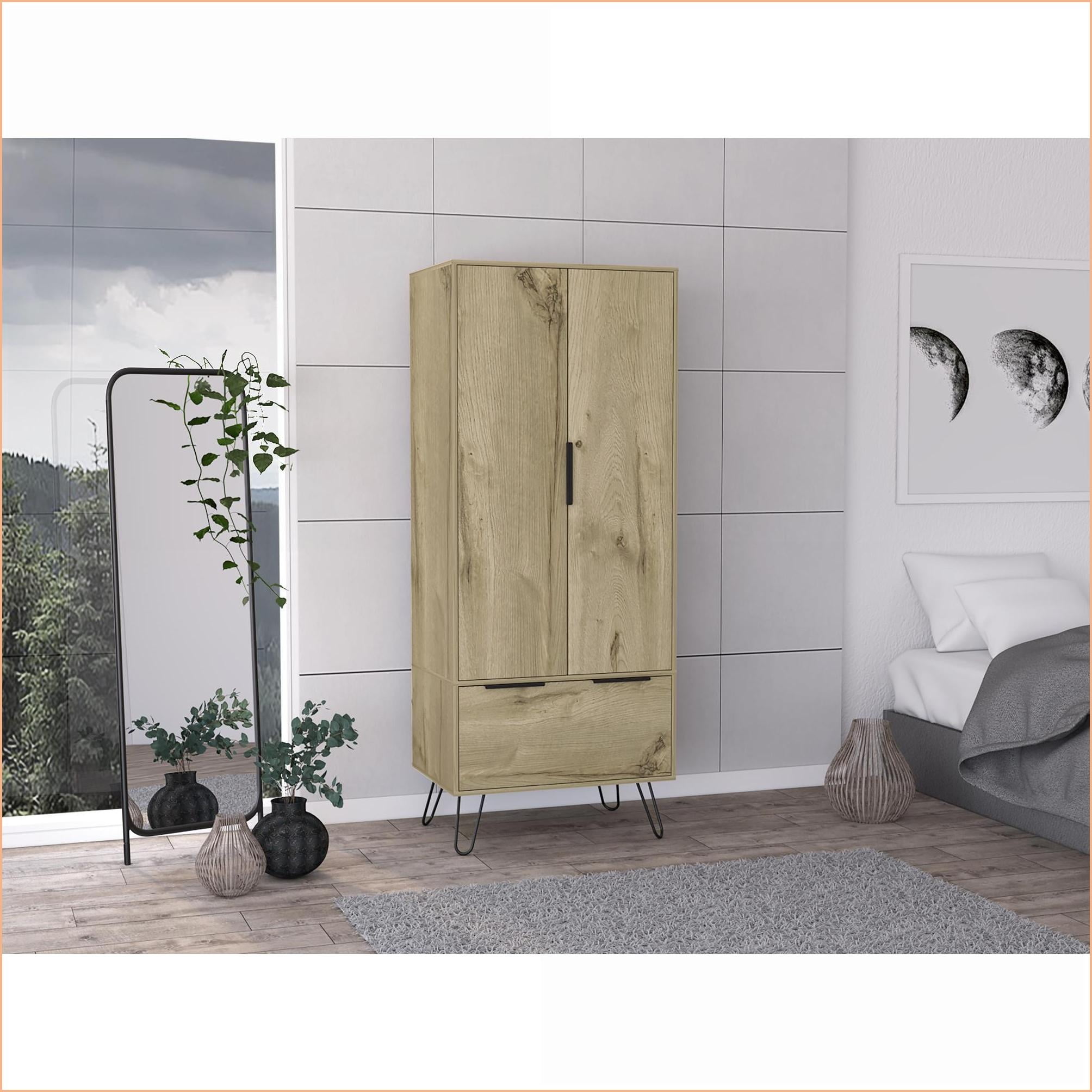 Chests & Wardrobes, Contemporary 2-Door 1-Drawer Wardrobe with Hanging ...