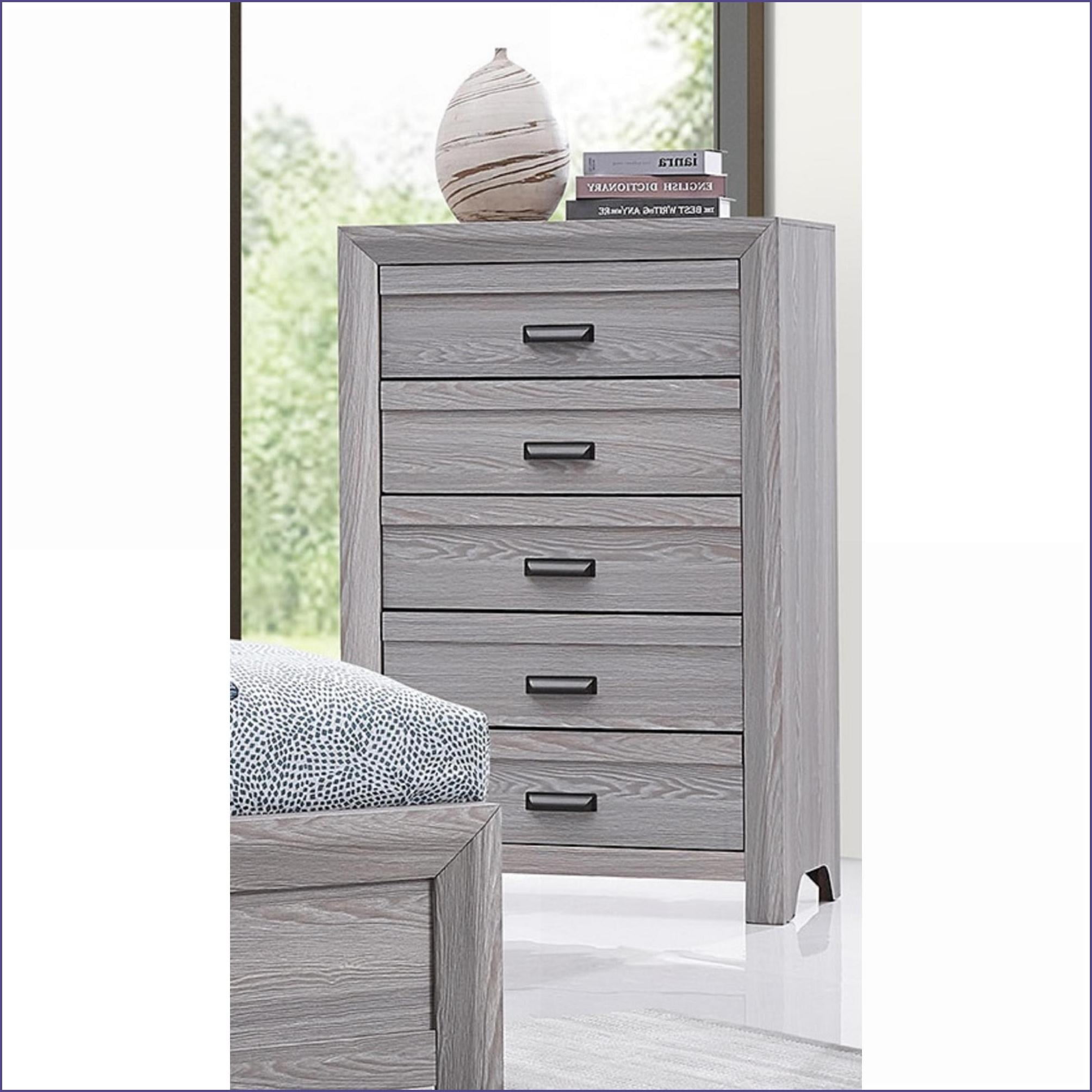 Chests & Wardrobes | Contemporary 5-Drawer Wooden Chest Gray Driftwood ...