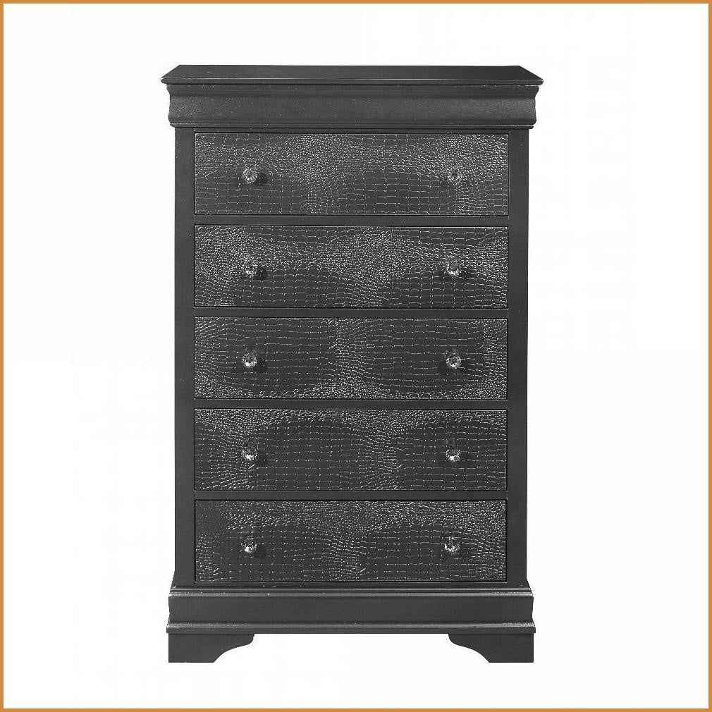 Chests & Wardrobes, Contemporary Metallic Grey Chest with Crystal ...