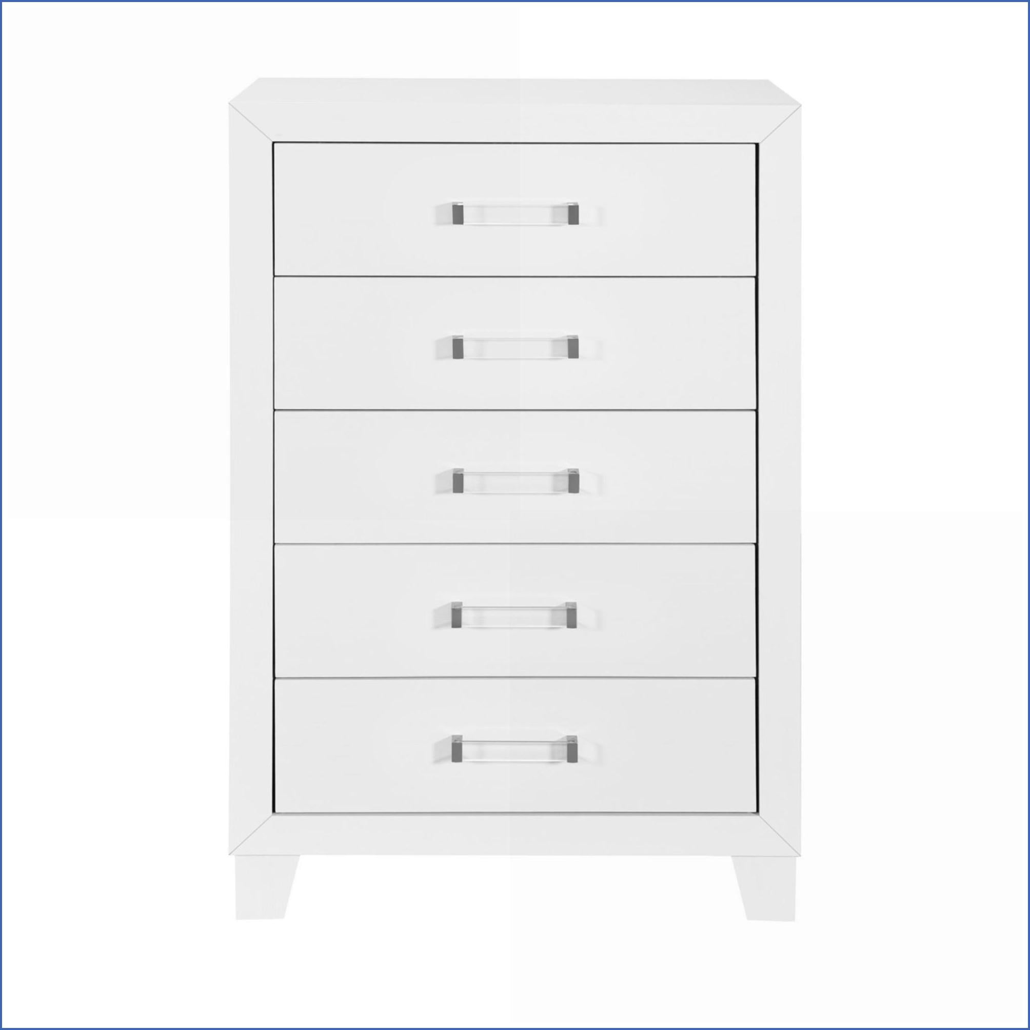 Chests & Wardrobes, Contemporary White 5-Drawer Chest w/ Modern Acrylic ...