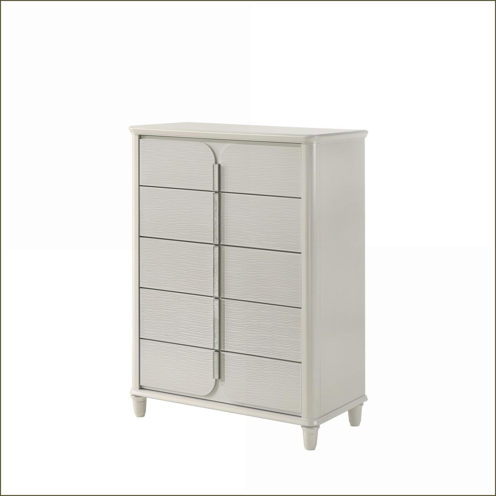 Chests & Wardrobes | Laveda Modern Pearl White 5-Drawer Chest | White ...