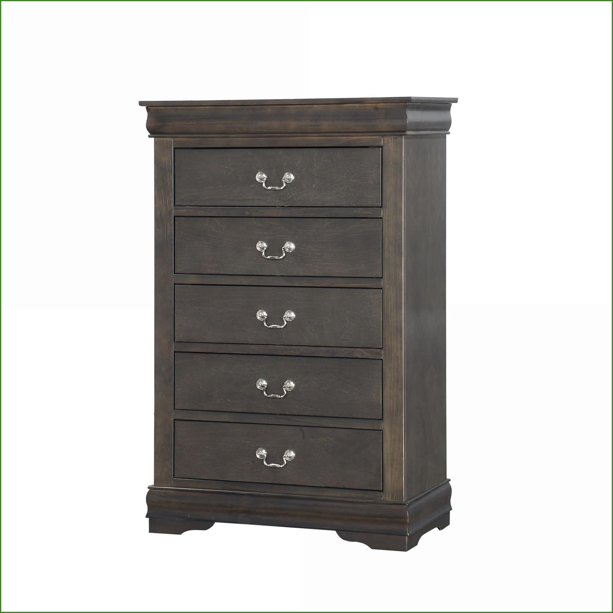 Chests & Wardrobes, Louis Philippe 5-Drawer Dark Gray Wood Blend Chest ...