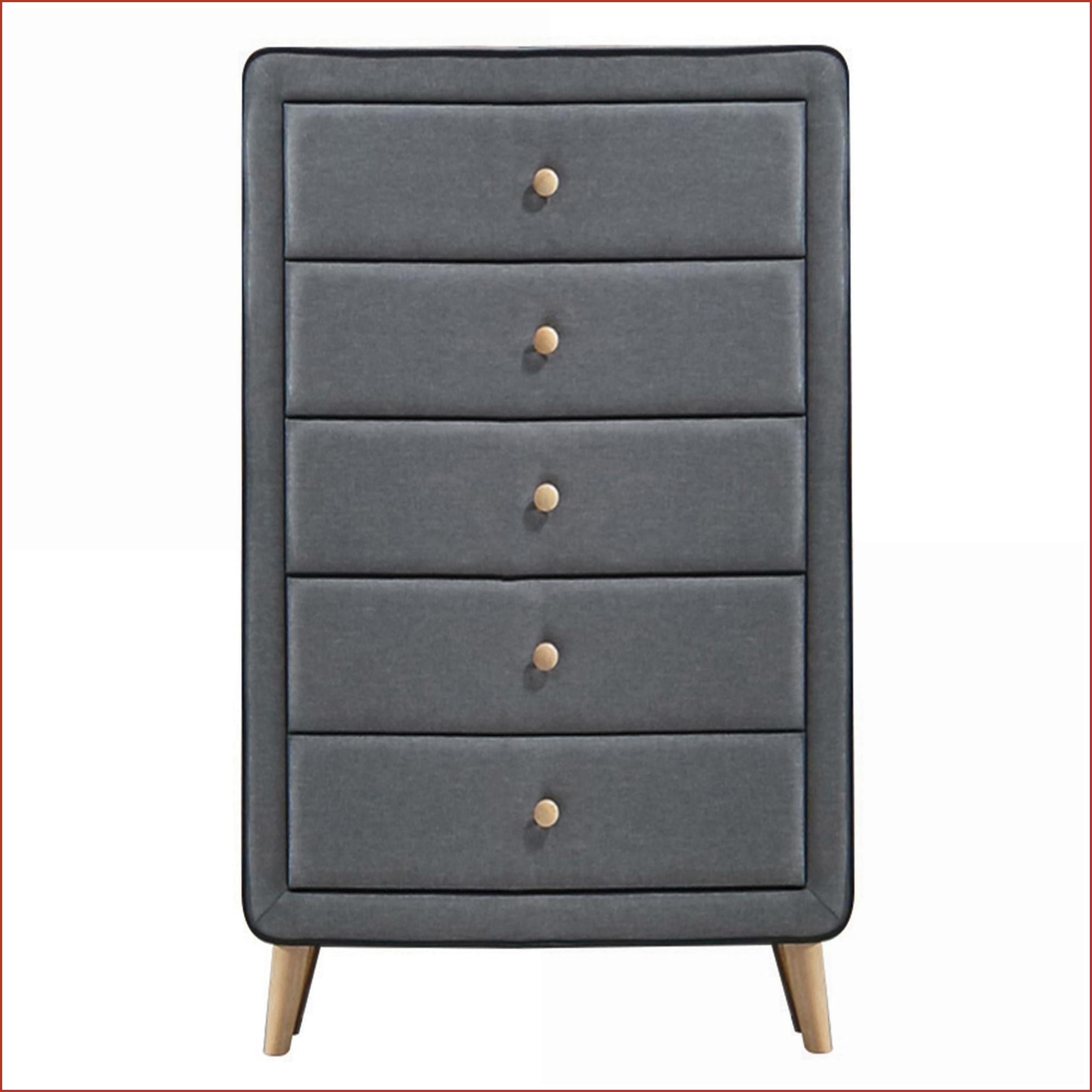 Chests & Wardrobes Mid-Century 5-Drawer Upholstered Chest | Light Grey ...