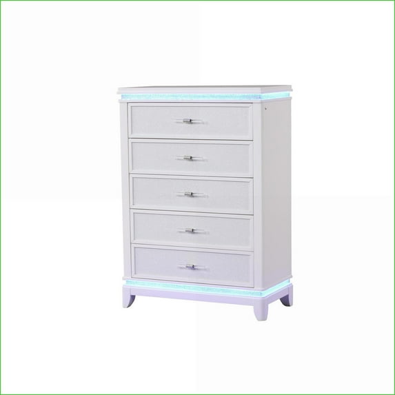 Chests & Wardrobes: Modern 5-Drawer Chest with Crystal Accents & LED ...