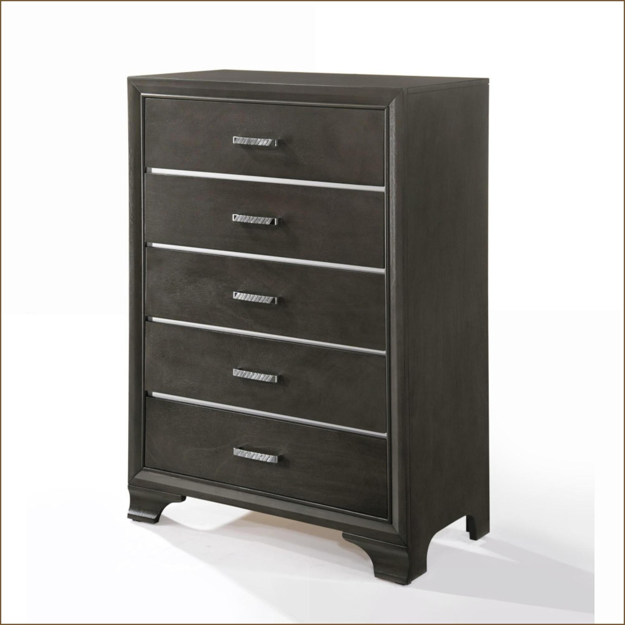 Chests & Wardrobes, Modern 5-Drawer Gray Chest | Gray | Synthetic Wood ...