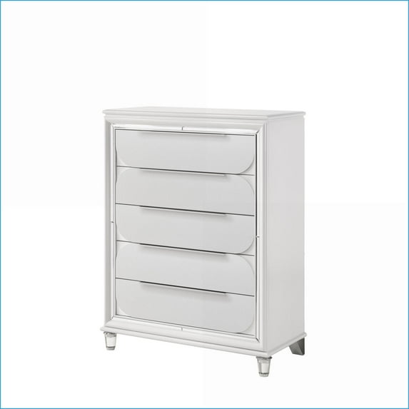 Chests & Wardrobes | Modern 5-Drawer Pearl White Chest | White ...