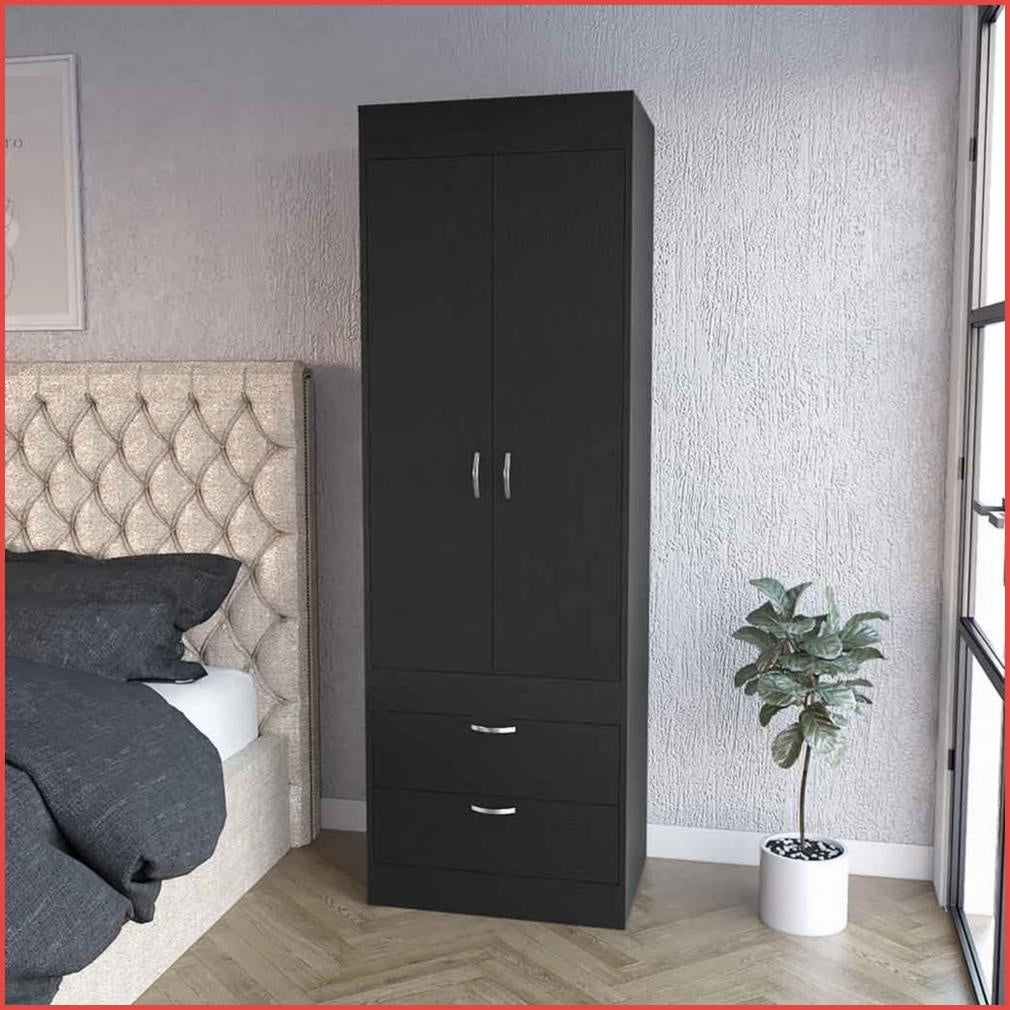 Chests & Wardrobes, Modern Black Manufactured Wood Armoire with Hanging ...