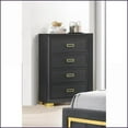 Chests & Wardrobes, Modern Glam 4-Drawer Chest Dark Gray Gold Hardware ...