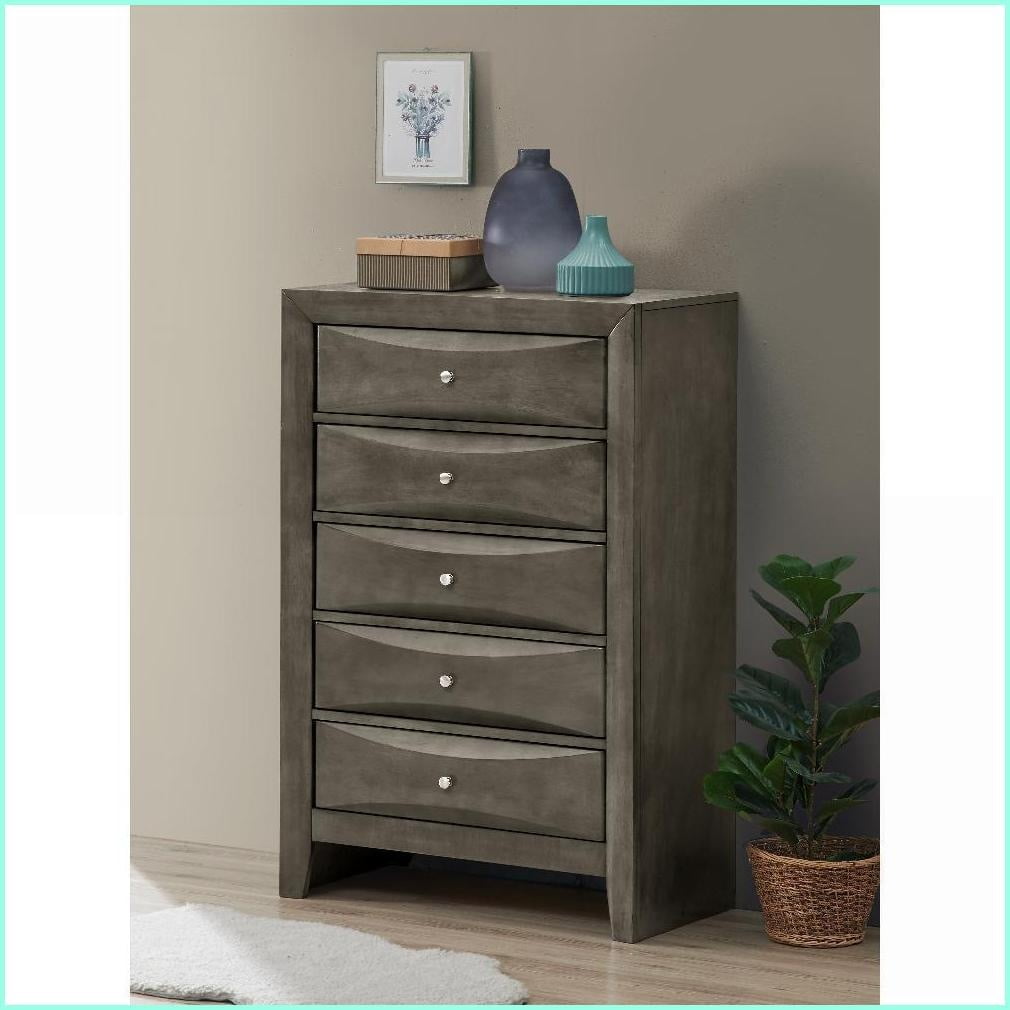 Chests & Wardrobes, Modern Gray Chest with Molded Resin & Wood Veneers ...
