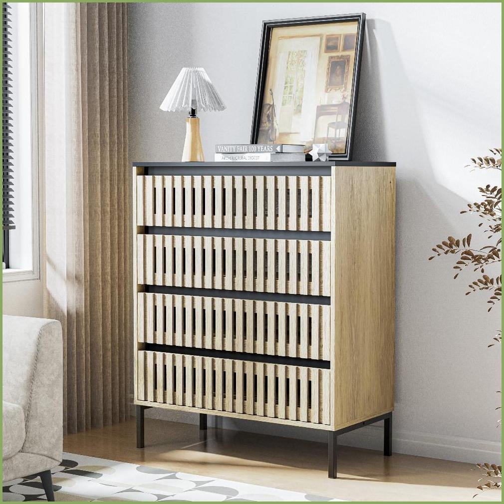 Chests & Wardrobes, Modern Minimalist 4-Drawer Chest | Two-Tone Black ...