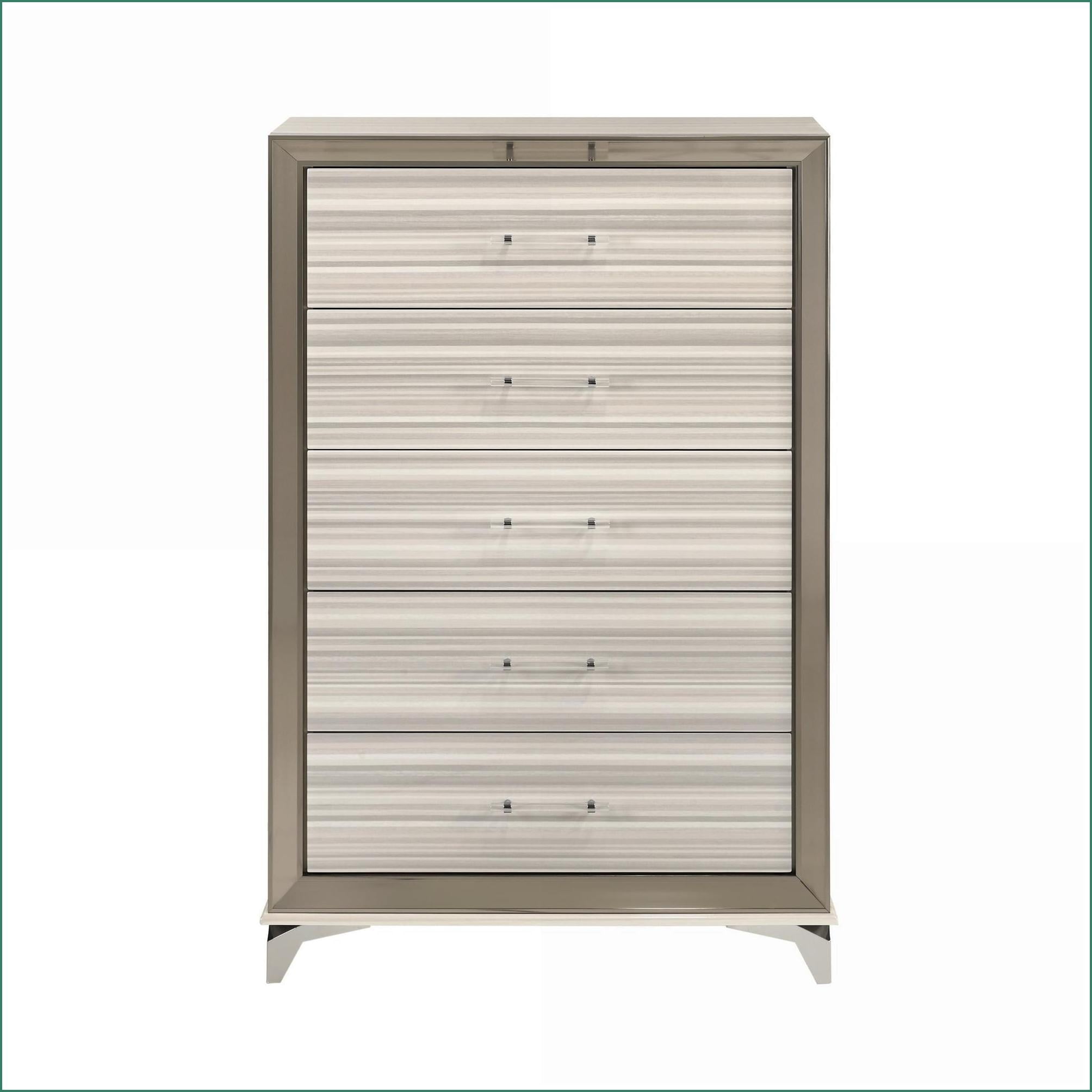 Chests & Wardrobes: Modern White 5-Drawer Chest with Built-In LED ...