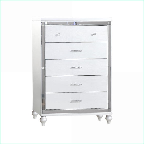 Chests & Wardrobes, Modern White 5-Drawer Mirror Framed Wood Chest ...