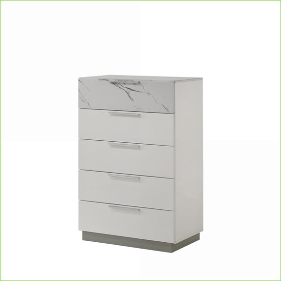 Chests & Wardrobes, Modern White Lacquer Chest with 5 Smooth-Glide ...