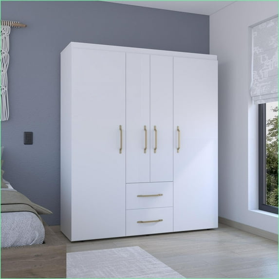 Chests & Wardrobes, Modern White Multi-Section Wardrobe with Hanging ...