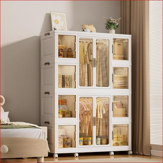 Chests & Wardrobes Portable Closet Organizer with 12 Cubes, 2 Hanging ...