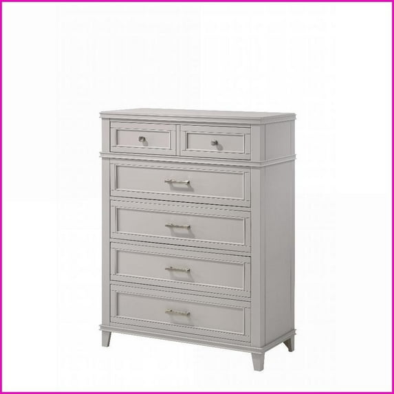 Chests & Wardrobes | Transitional Gray 5 Drawer Chest with French ...