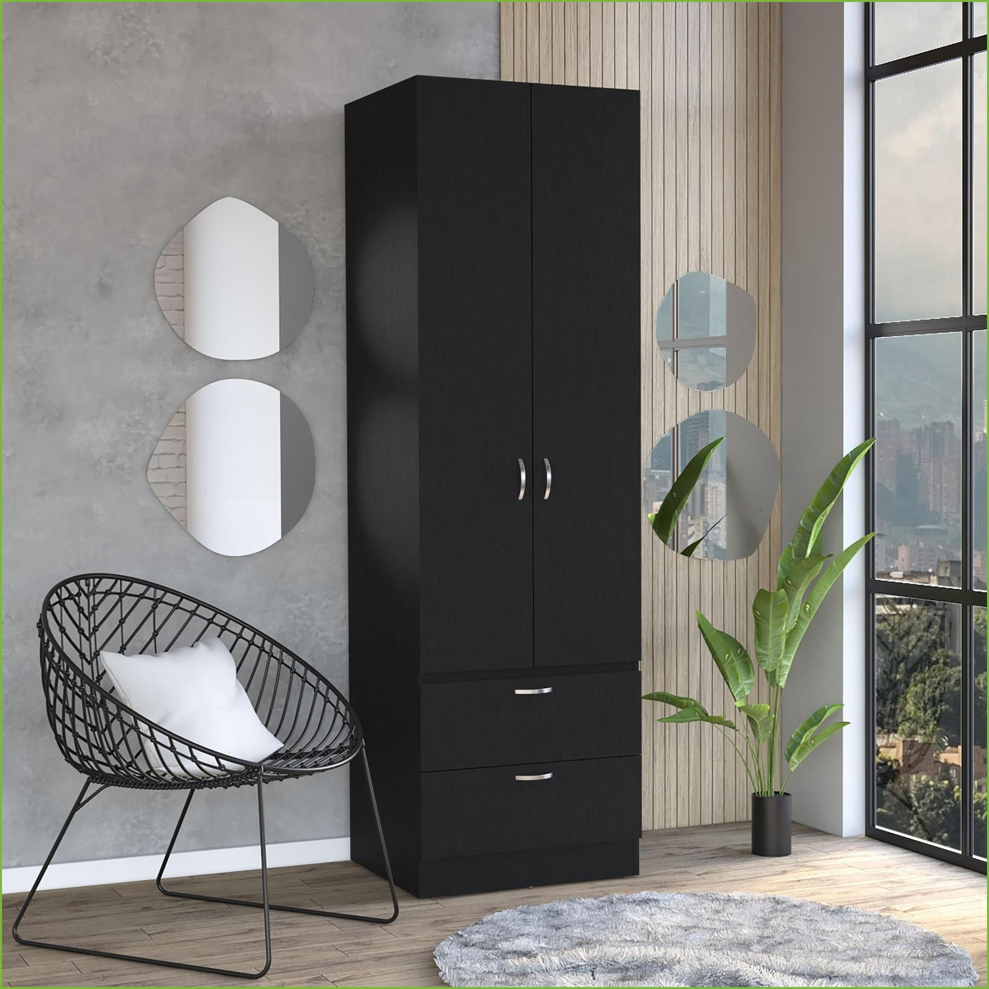 Chests & Wardrobes | Vico 76” High Armoire Closet with 2 Drawers ...